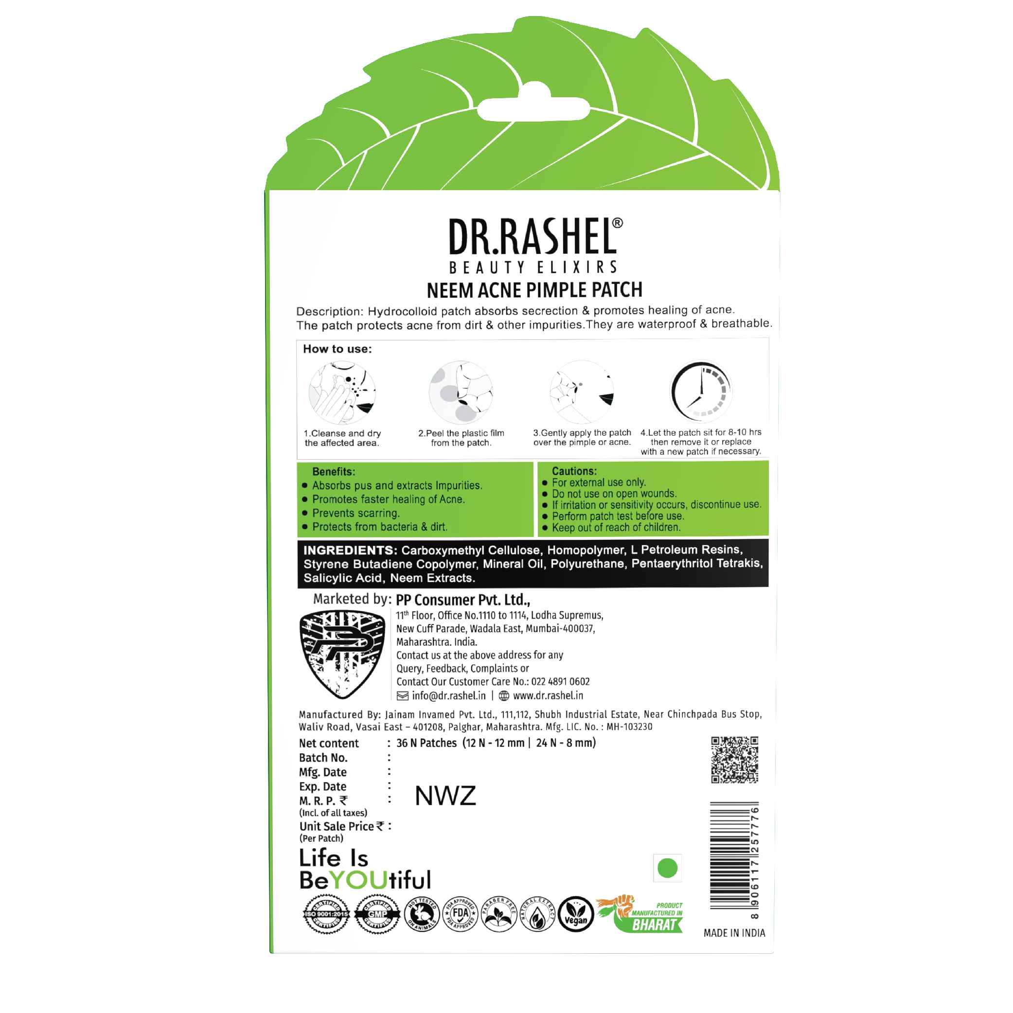 Neem Acne Pimple Patch for Acne - Dr.Rashel