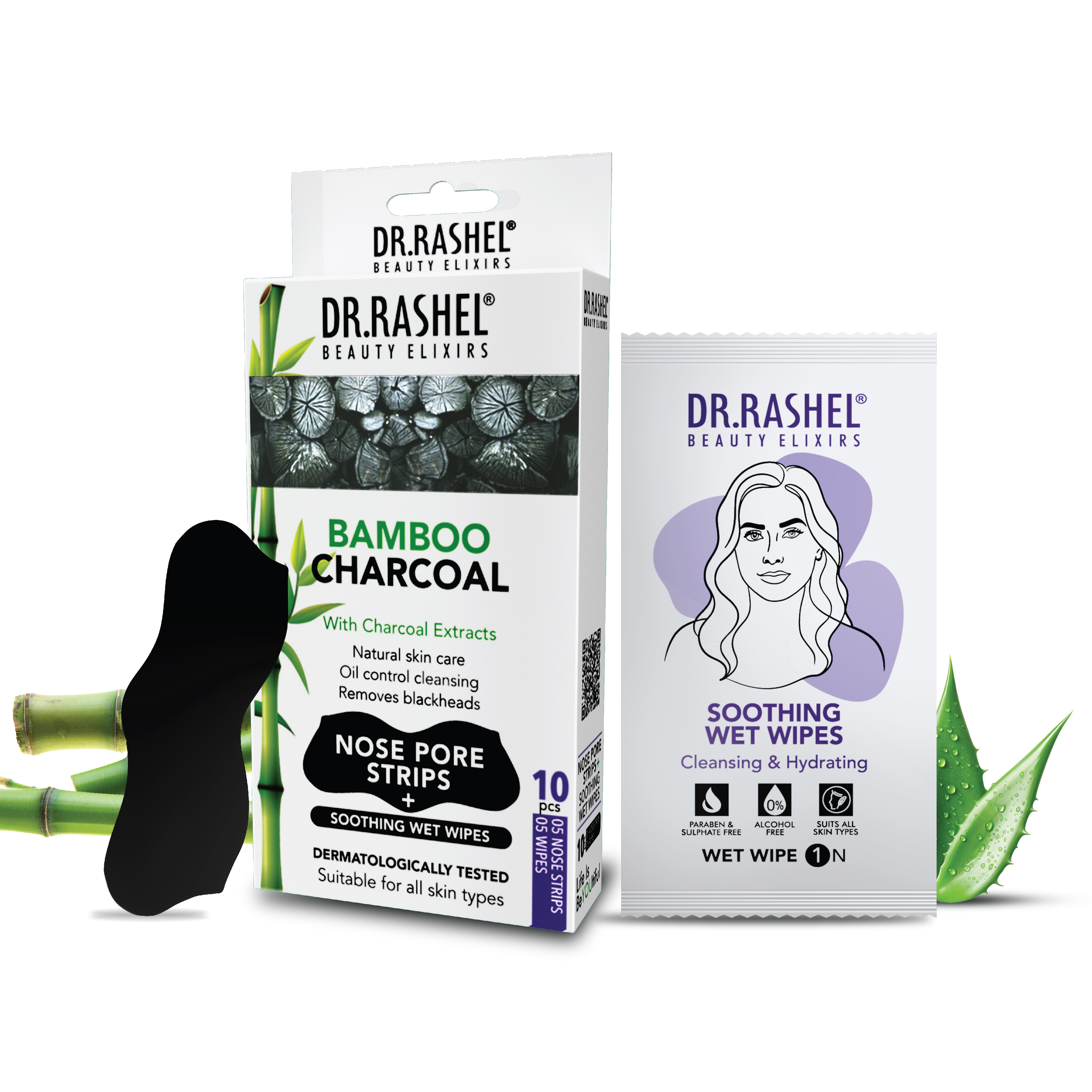 Charcoal Nose Strips for Blackheads (with Wet Wipes) – Dr.Rashel