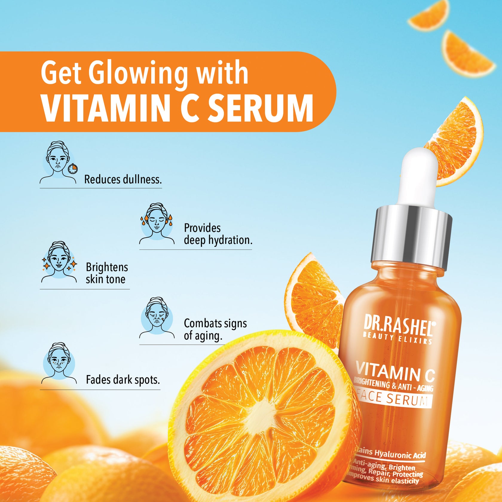 Buy Vitamin C Face Serum for Glowing Skin and Bright Radiance - Dr.Rashel